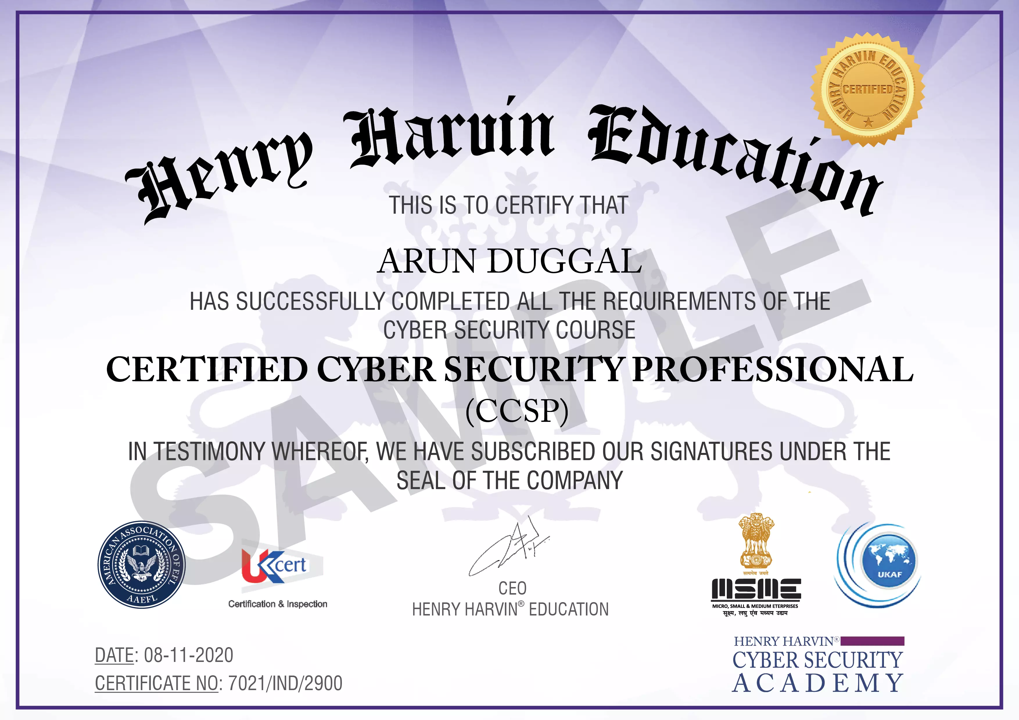 Certified Cyber Security Professional Course | Henry Harvin