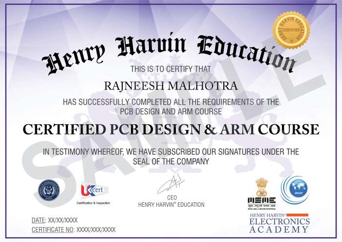 PCB Design and ARM Course Certification- Henry Harvin®