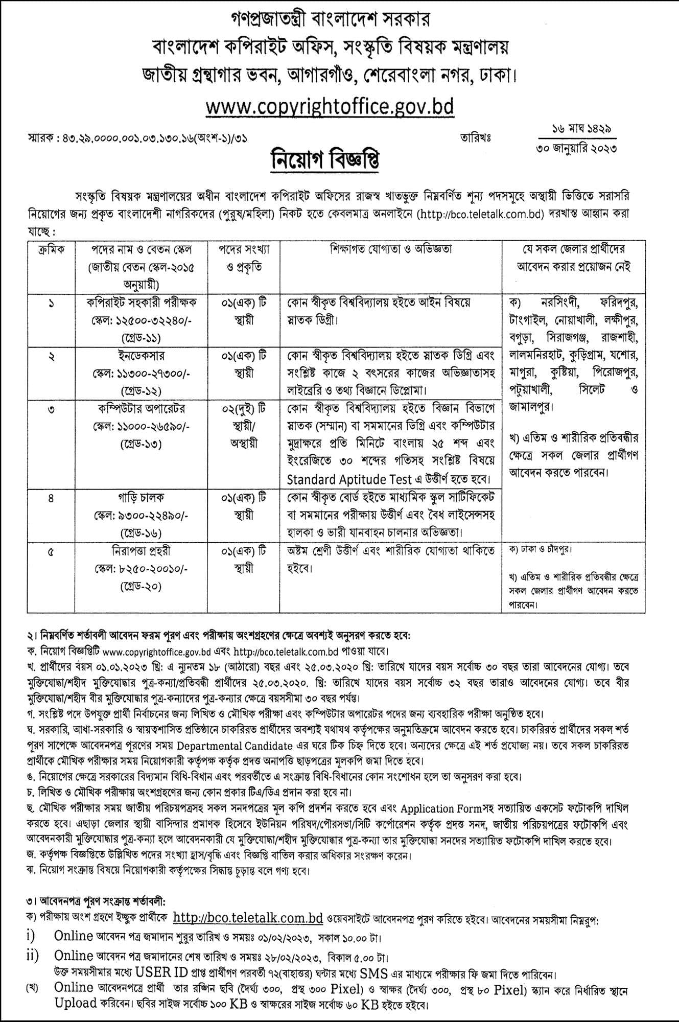 Ministry of Cultural Affairs (MOCA) Job Circular 2023 - Edaning