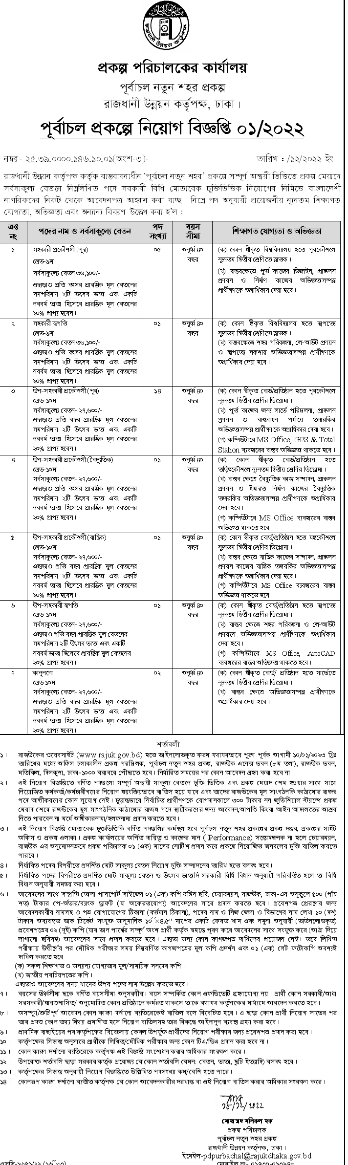 RAJUK Dhaka Job Circular 2023 - Edaning