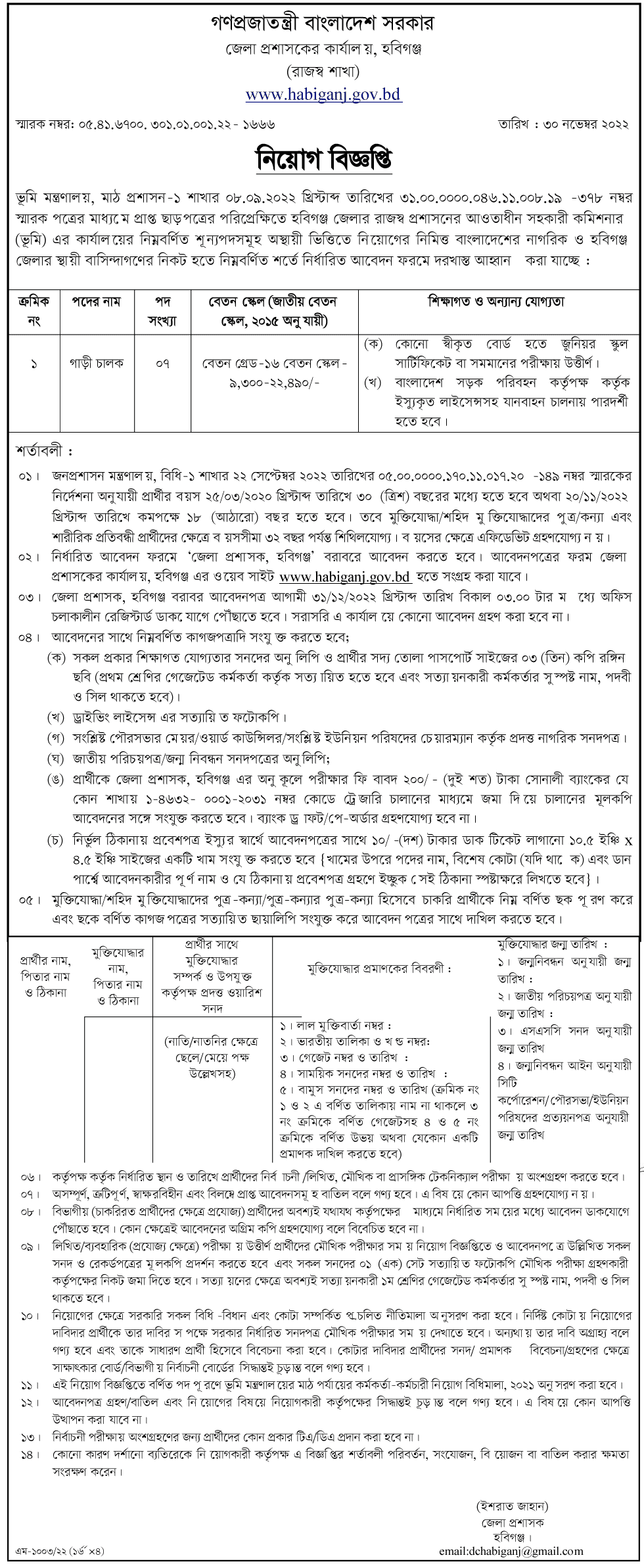 Habiganj DC Office Job Circular 2022 - Edaning