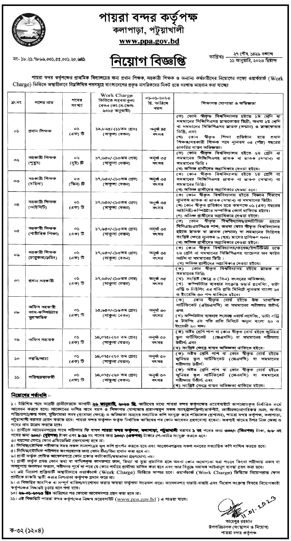 Payra Port Authority (PPA) Job Circular 2023 - Edaning