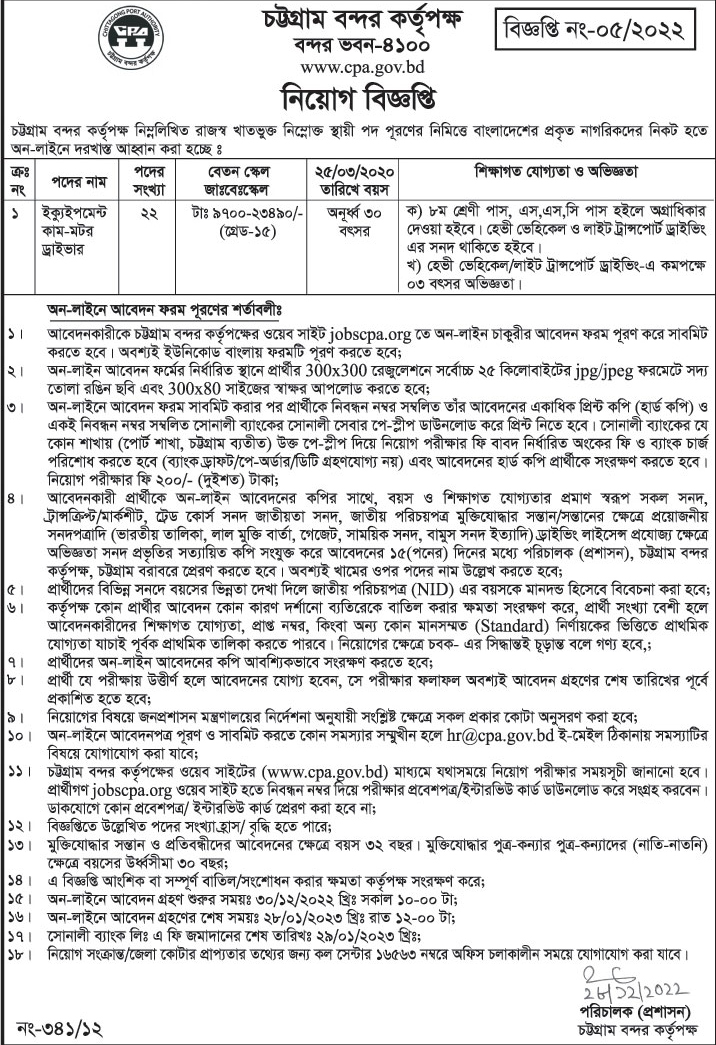 Chittagong Port Authority Job Circular 2023 Edaning