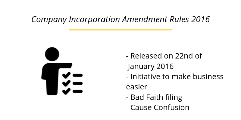 Company Incorporation Amendment Rules 2016