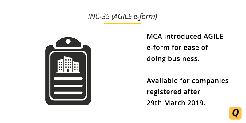 E-Form AGILE (Form 35) for Companies [Ease of Doing Business] MCA