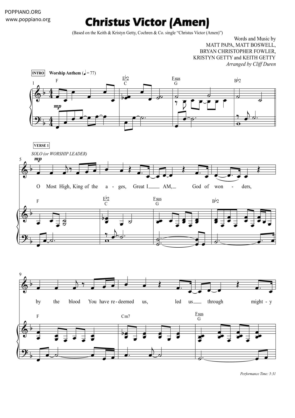 Worship-Christus Victor (Amen) Sheet Music pdf, - Free Score Download ★