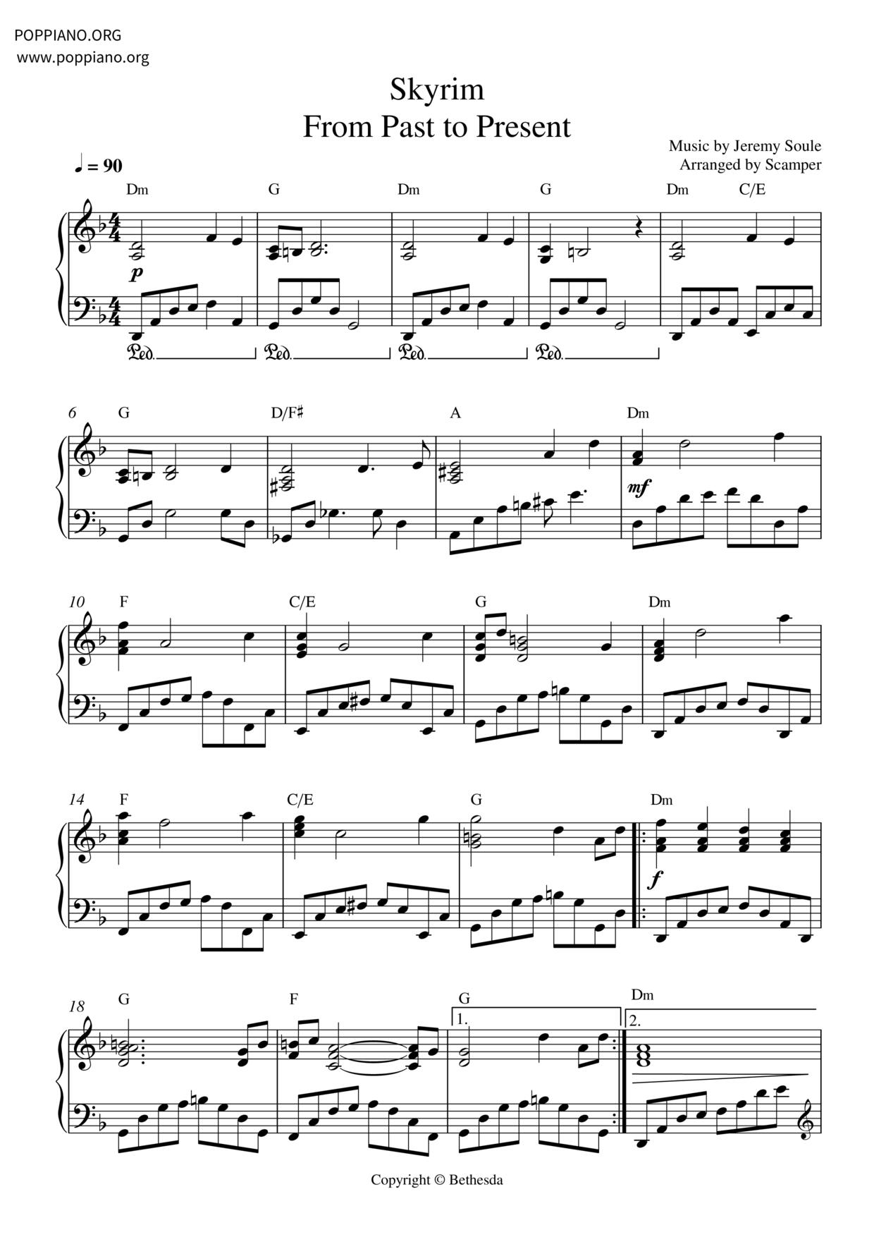 Jeremy Soule-From Past To Present 琴譜pdf-POPPIANO.ORG 琴譜下載 ★