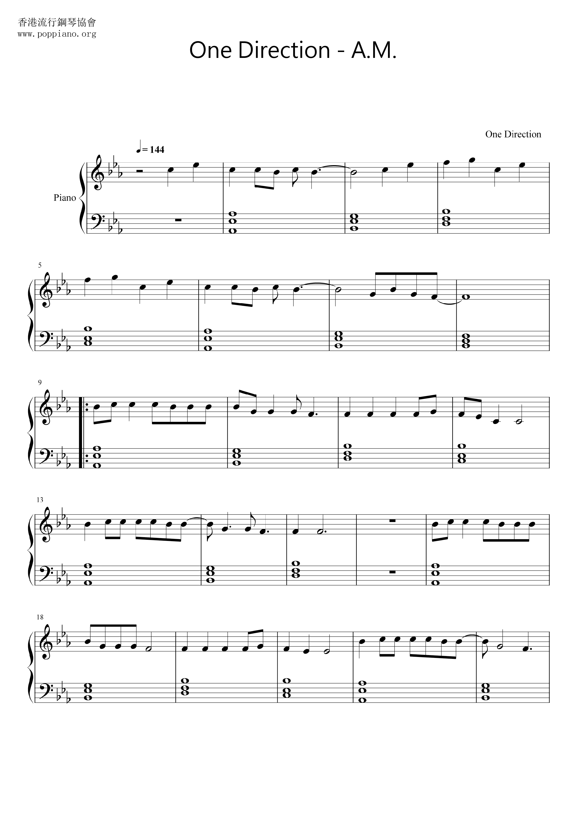 One Direction-AM Sheet Music pdf, - Free Score Download ★