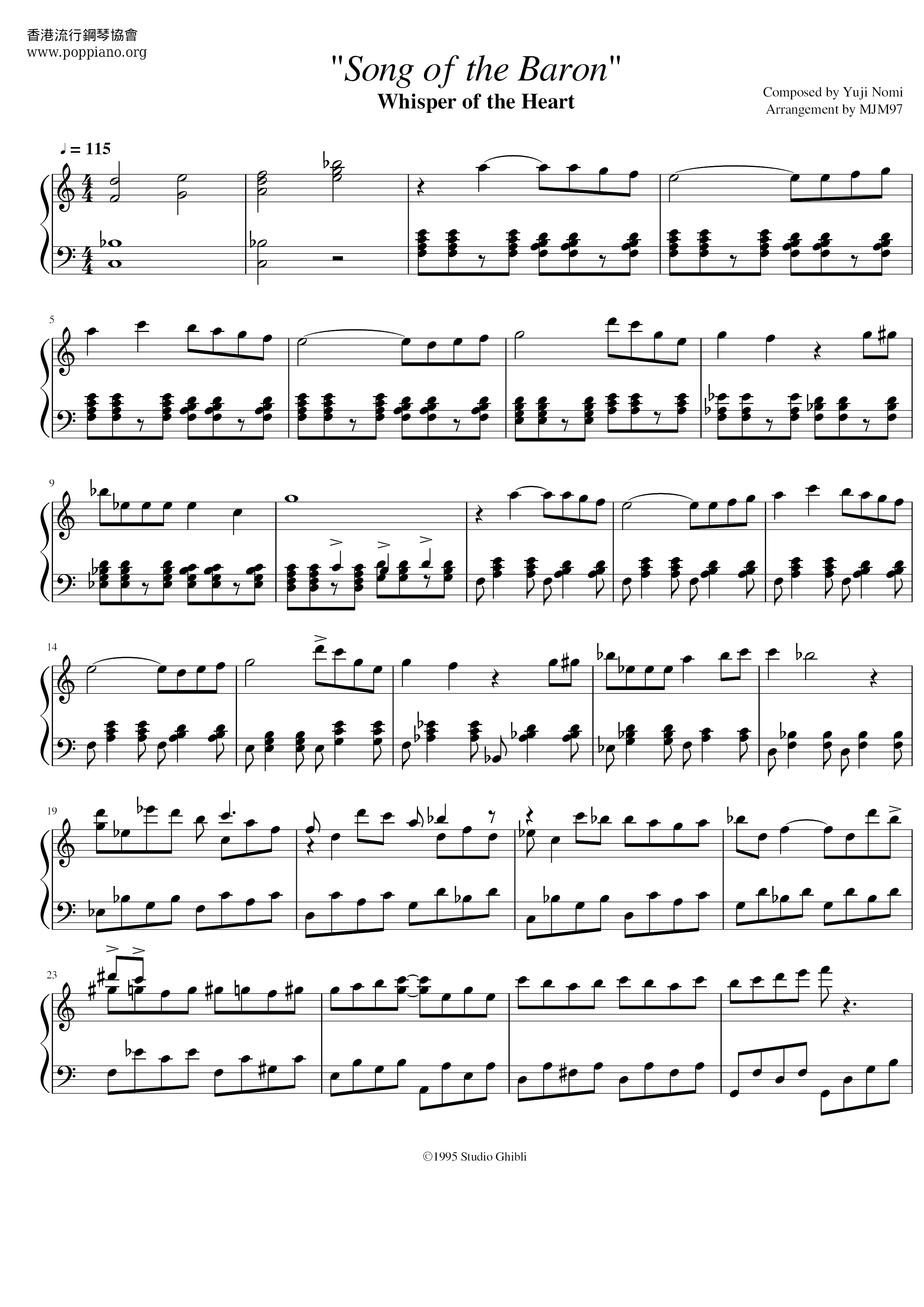 Yuji Nomi-Song Of The Baron Sheet Music pdf, - Free Score Download ★