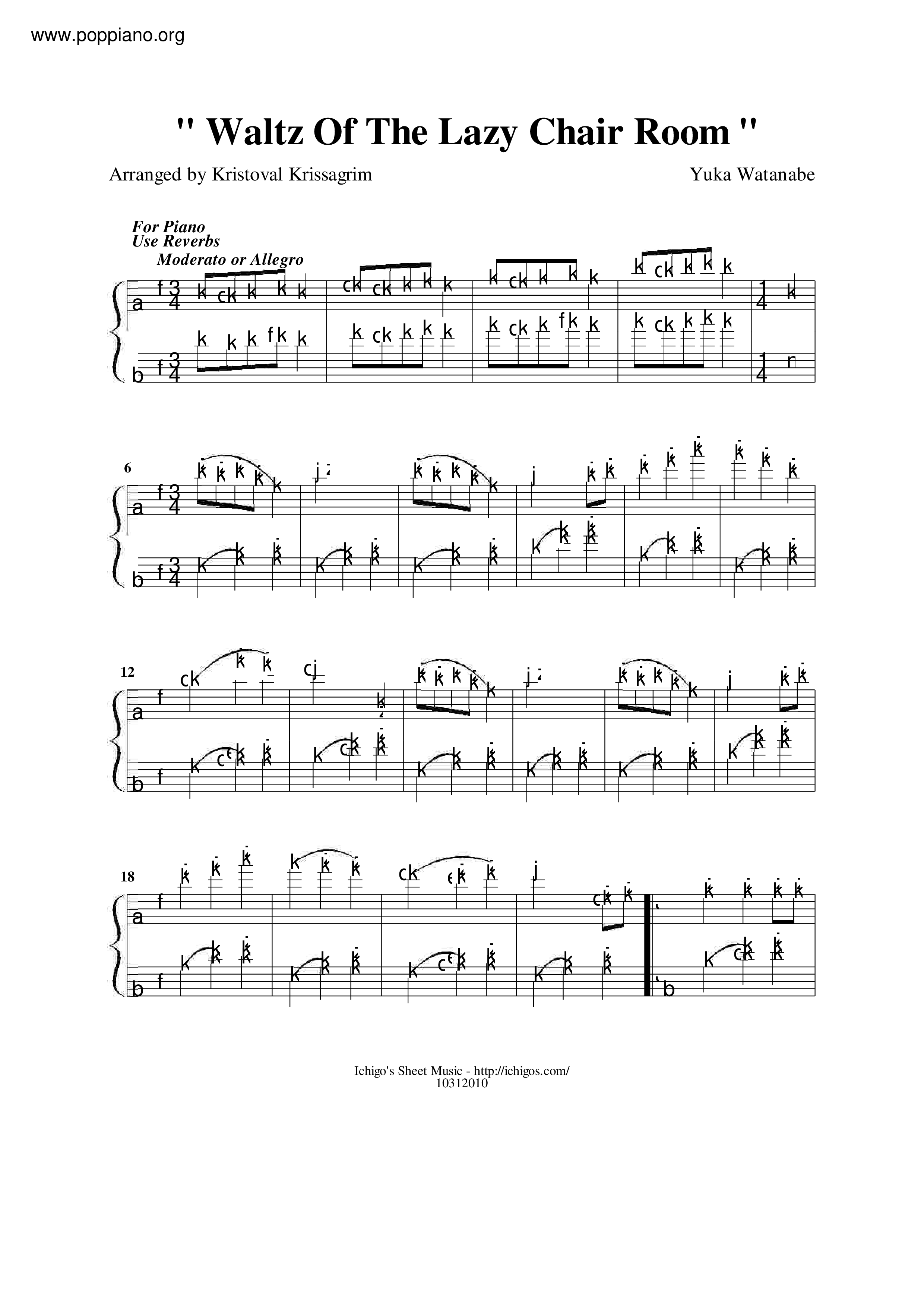 Castlevania Curse Of Darkness-Waltz Of The Lazy Chair Room 琴譜pdf ...