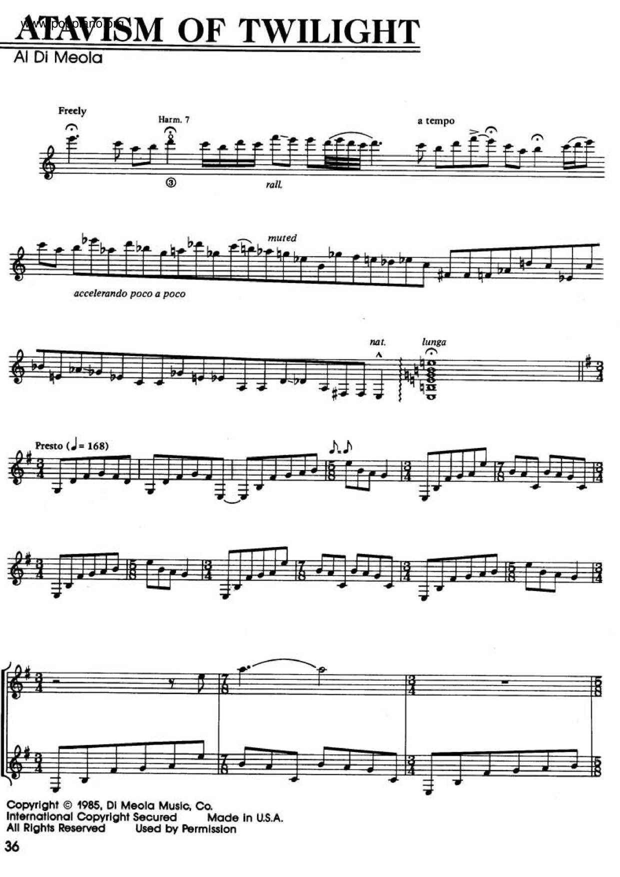 Al Di Meola-Atavism Of Twilight Sheet Music pdf, -アタビズム オブ トワイライト 악보 ...