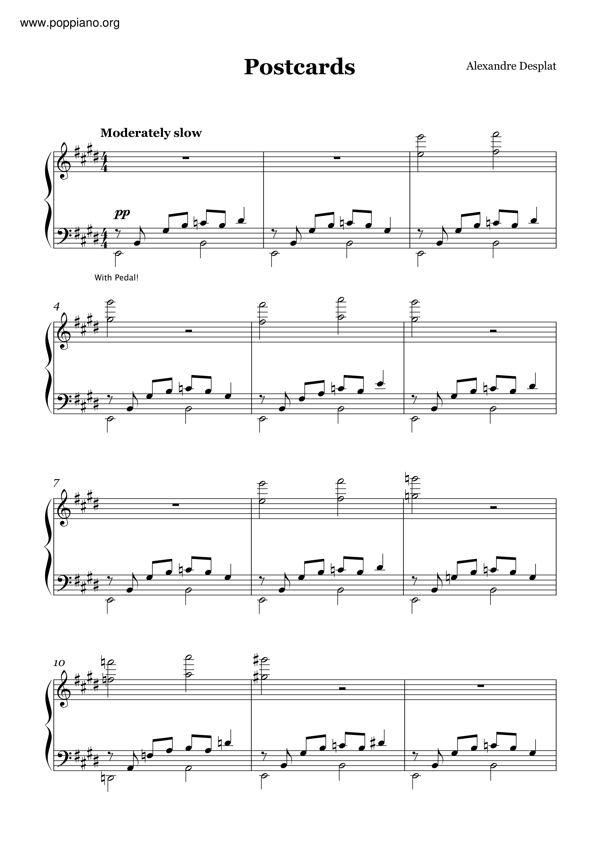 Alexandre Desplat-Postcards Sheet Music pdf, -ポストカード 악보 - Free Score ...