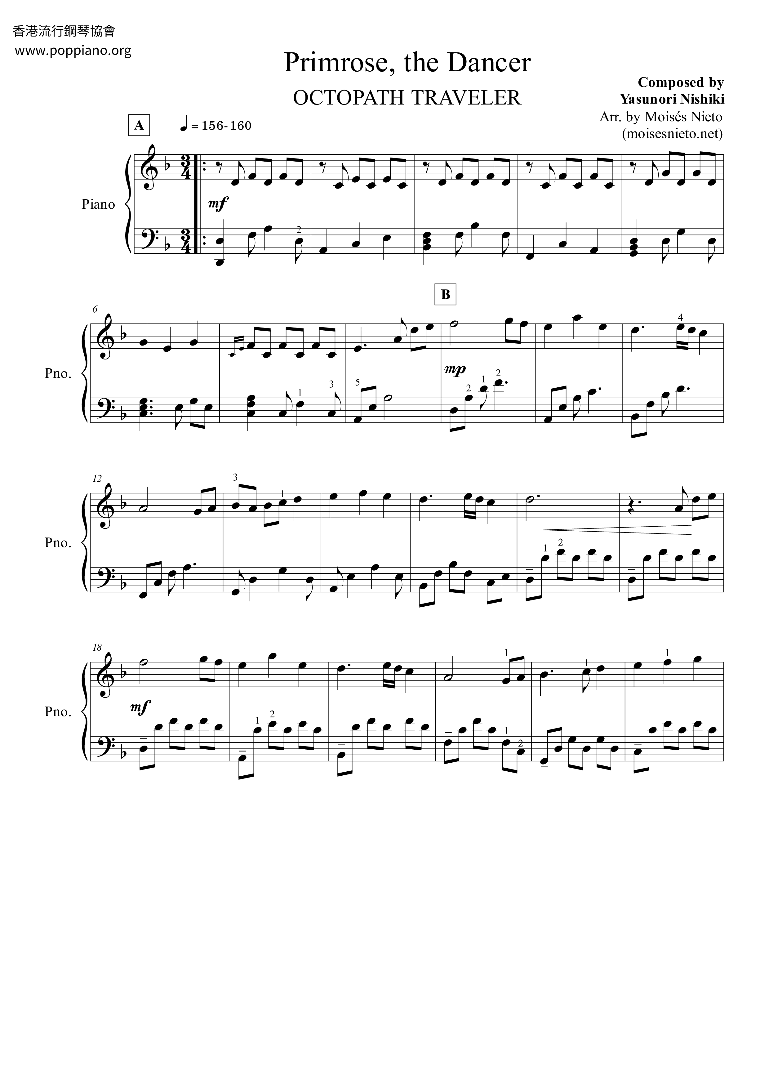 Yasunori Nishiki-Octopath Traveler - Primrose The Dancer Sheet Music ...