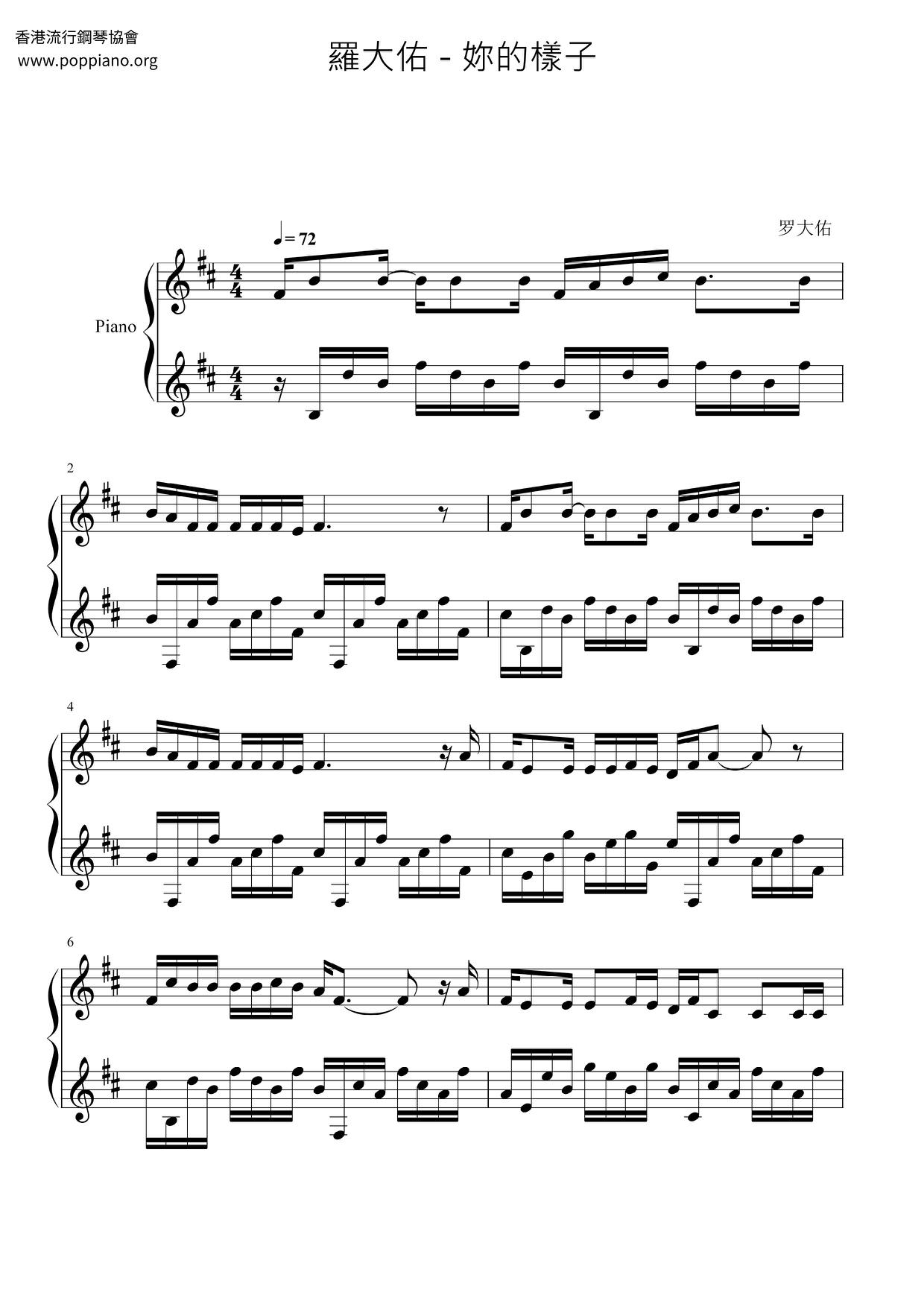 Lo Da-Yu-Your Appearance Sheet Music pdf, - Free Score Download ★