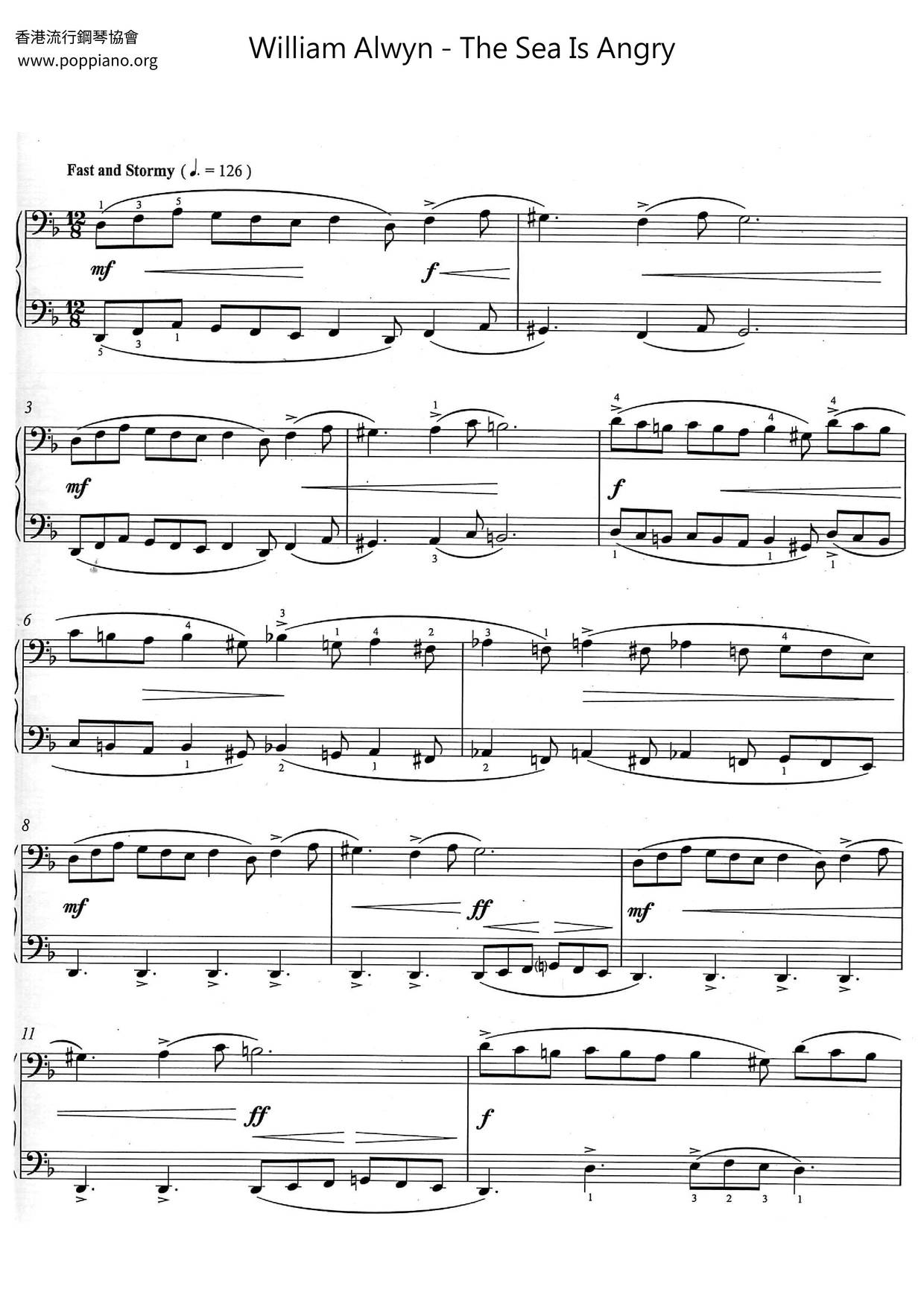 William Alwyn-The Sea Is Angry 琴譜pdf-POPPIANO.ORG 琴譜下載 ★