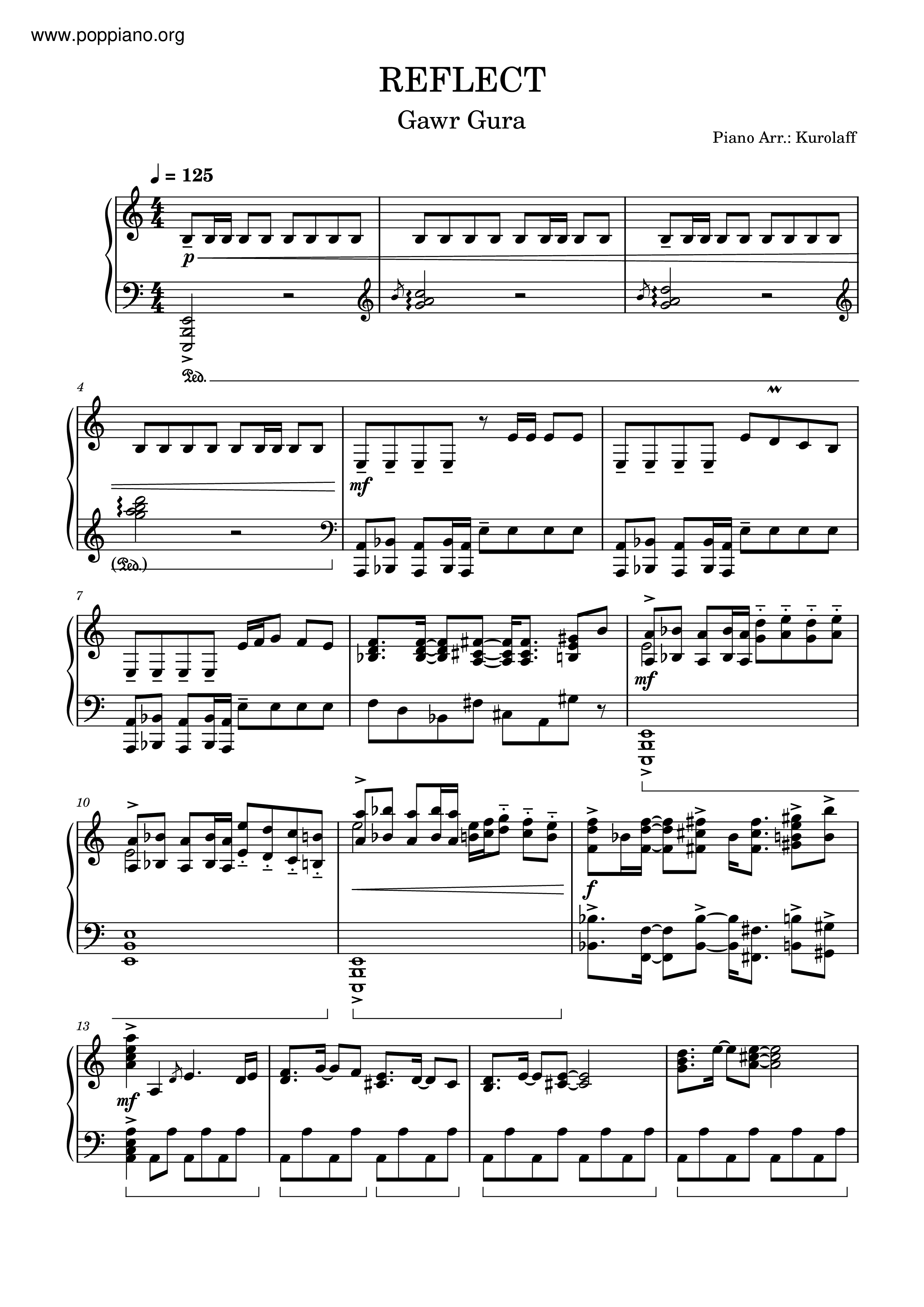 Gawr Gura-Reflect Sheet Music pdf, - Free Score Download ★