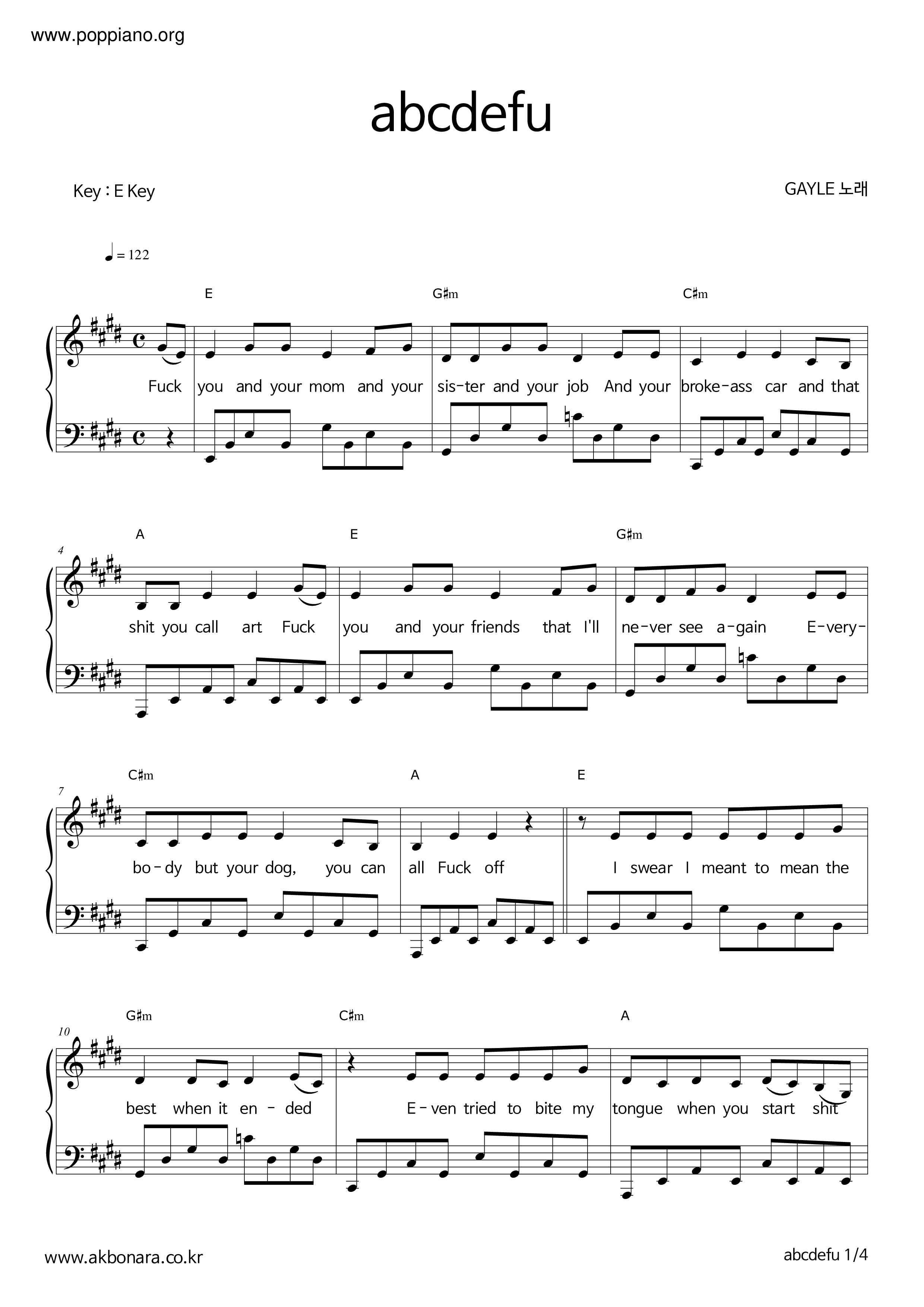 GAYLE-Abcdefu Sheet Music pdf, - Free Score Download ★