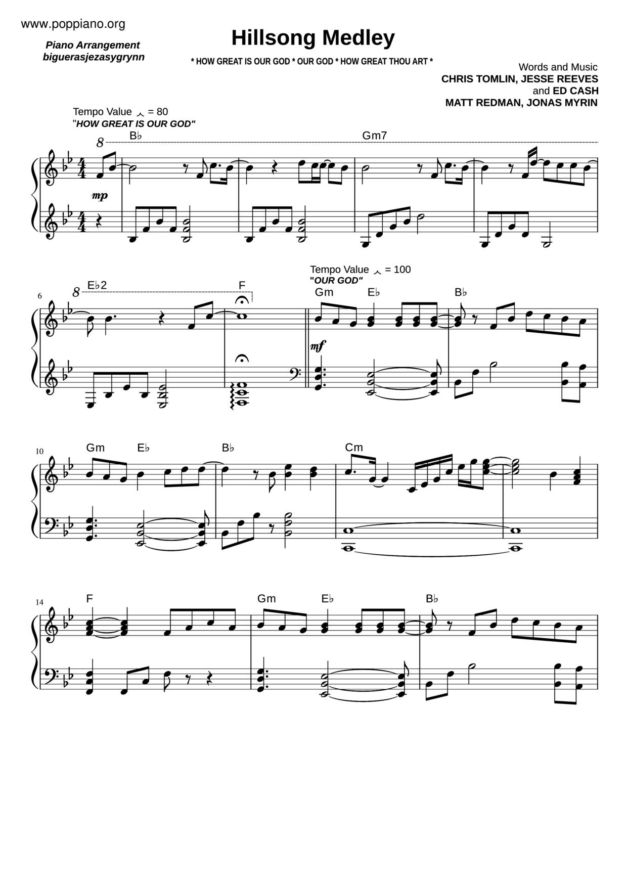 ★ 詩歌-Hillsong Medley 琴譜pdf-POPPIANO.ORG 琴譜下載 ★