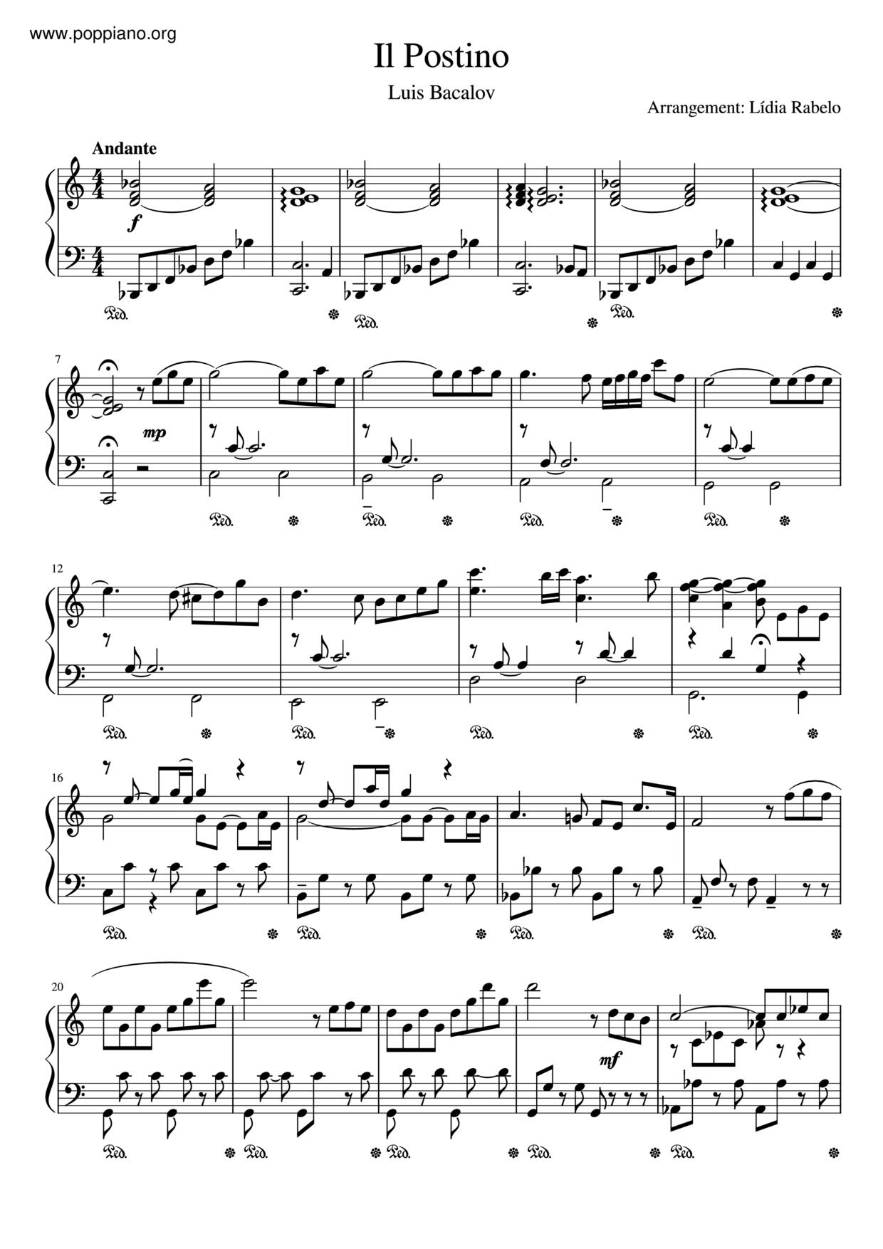 Luis Bacalov-Il Postino Sheet Music pdf, -イル・ポスティーノ 악보 - Free Score ...