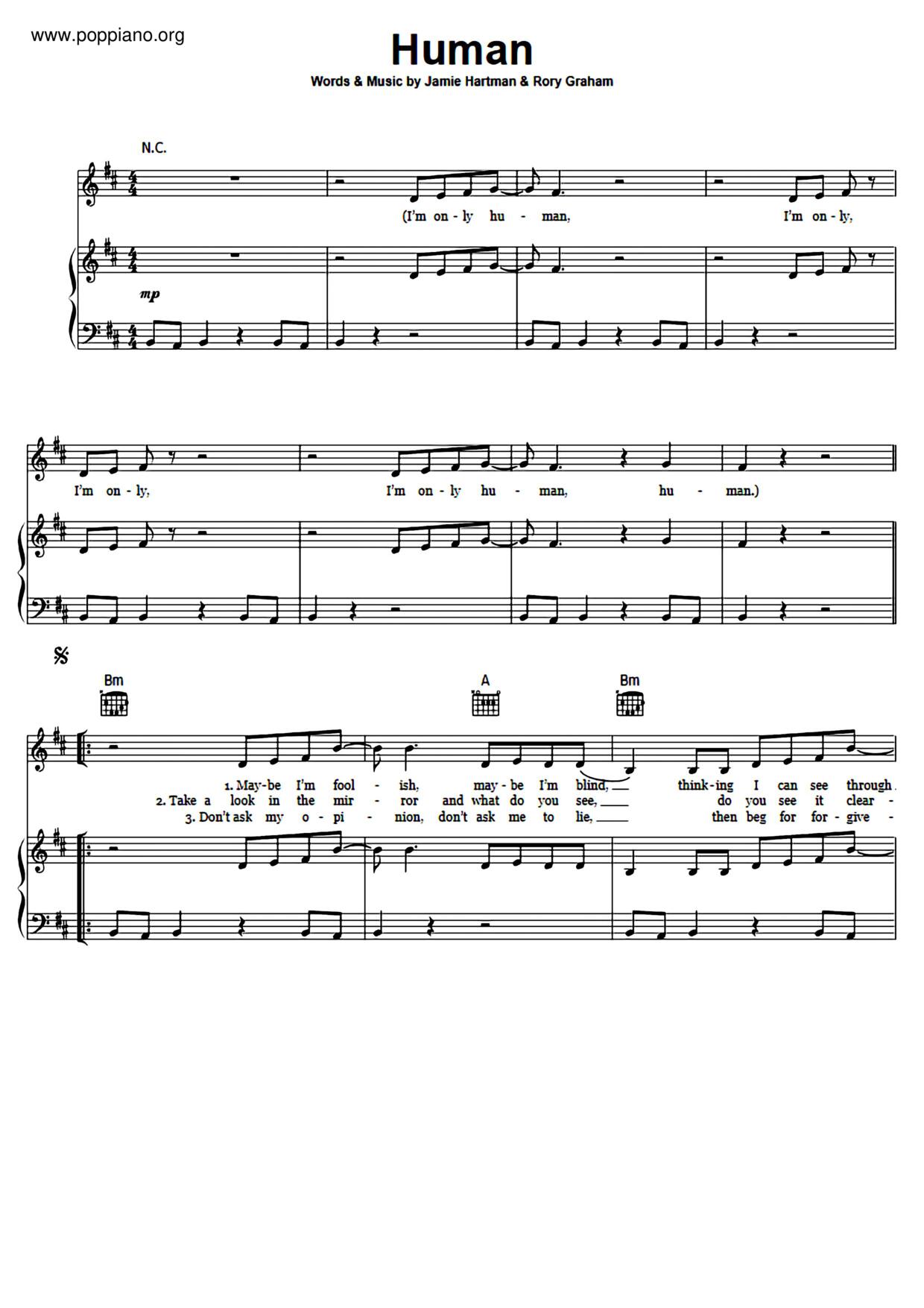 Rag'n'Bone Man-Human Sheet Music pdf, -ヒューマン 악보 - Free Score Download ★