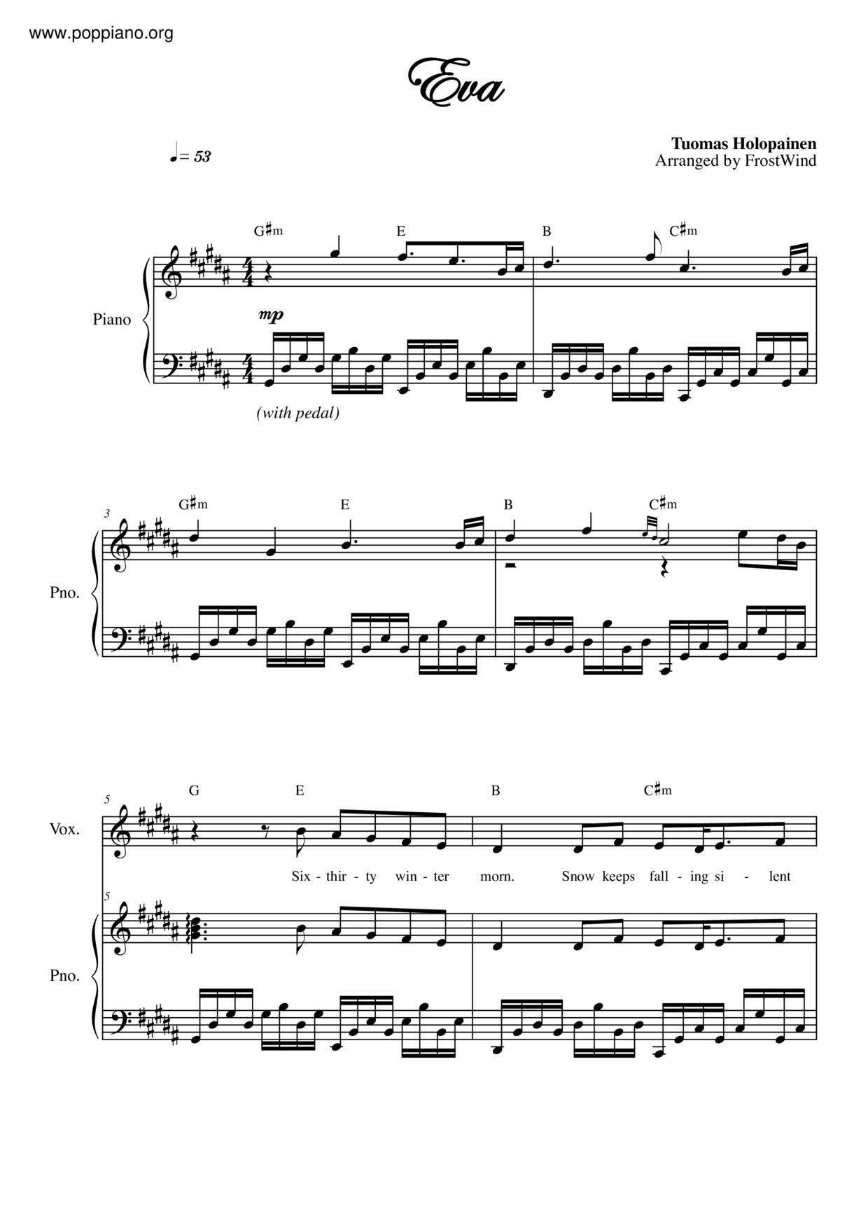 Nightwish-Eva Sheet Music pdf, -エヴァ 악보 - Free Score Download ★