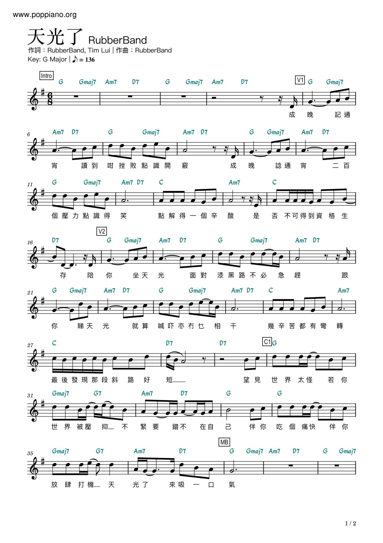 RubberBand-The Sky Is Shining Sheet Music pdf, - Free Score Download ★