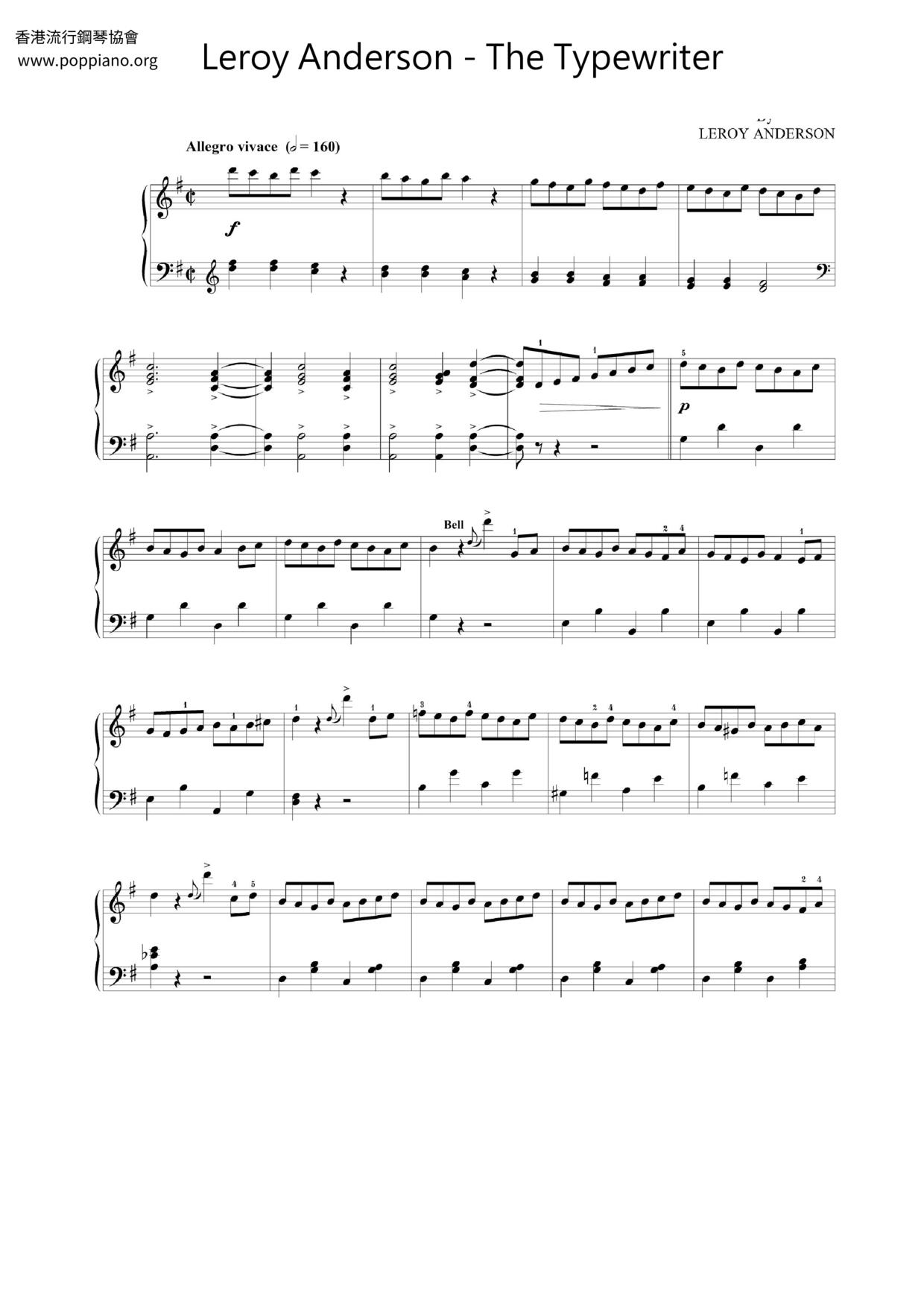 Leroy Anderson-The Typewriter Sheet Music pdf, -ザ・タイプライター 악보 - Free ...