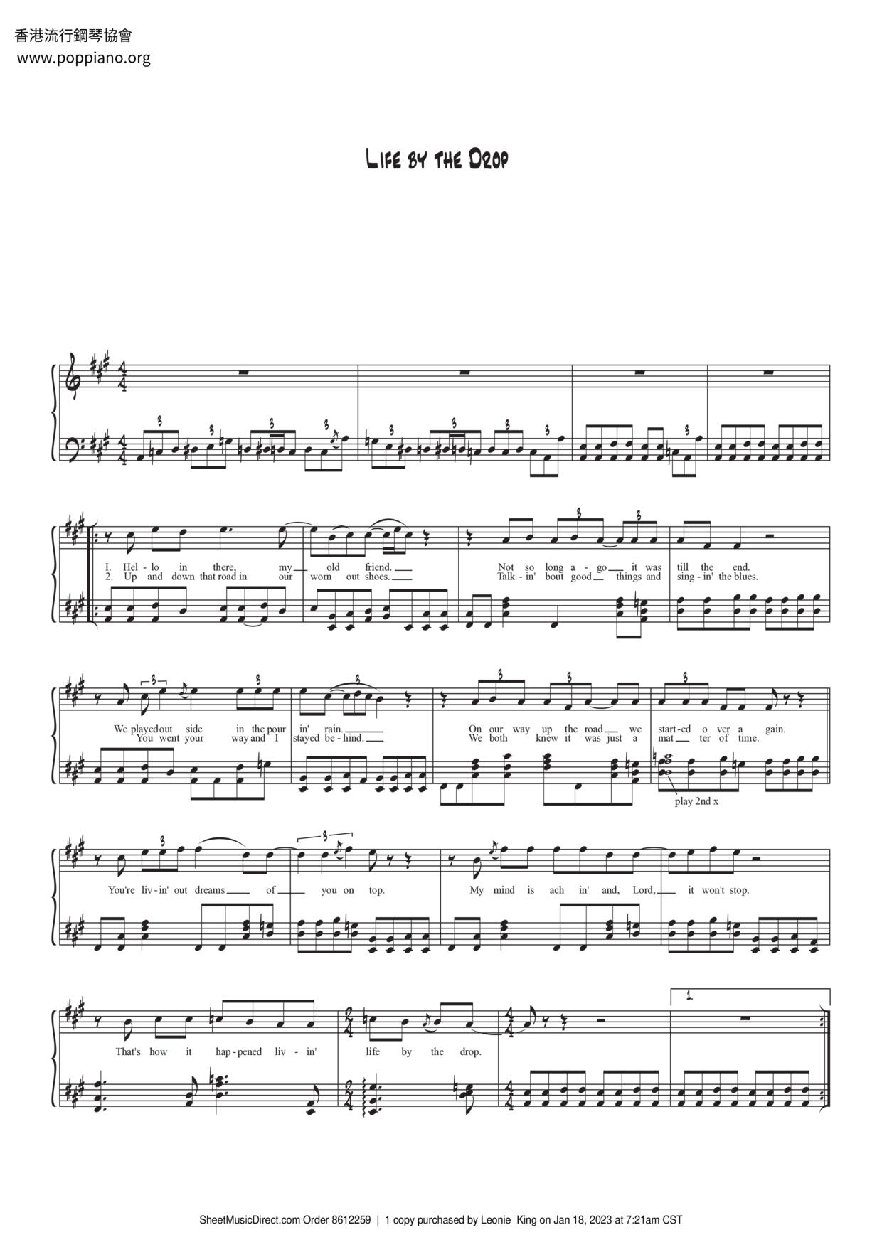 Stevie Ray Vaughan-Life By The Drop Sheet Music pdf, - Free Score ...