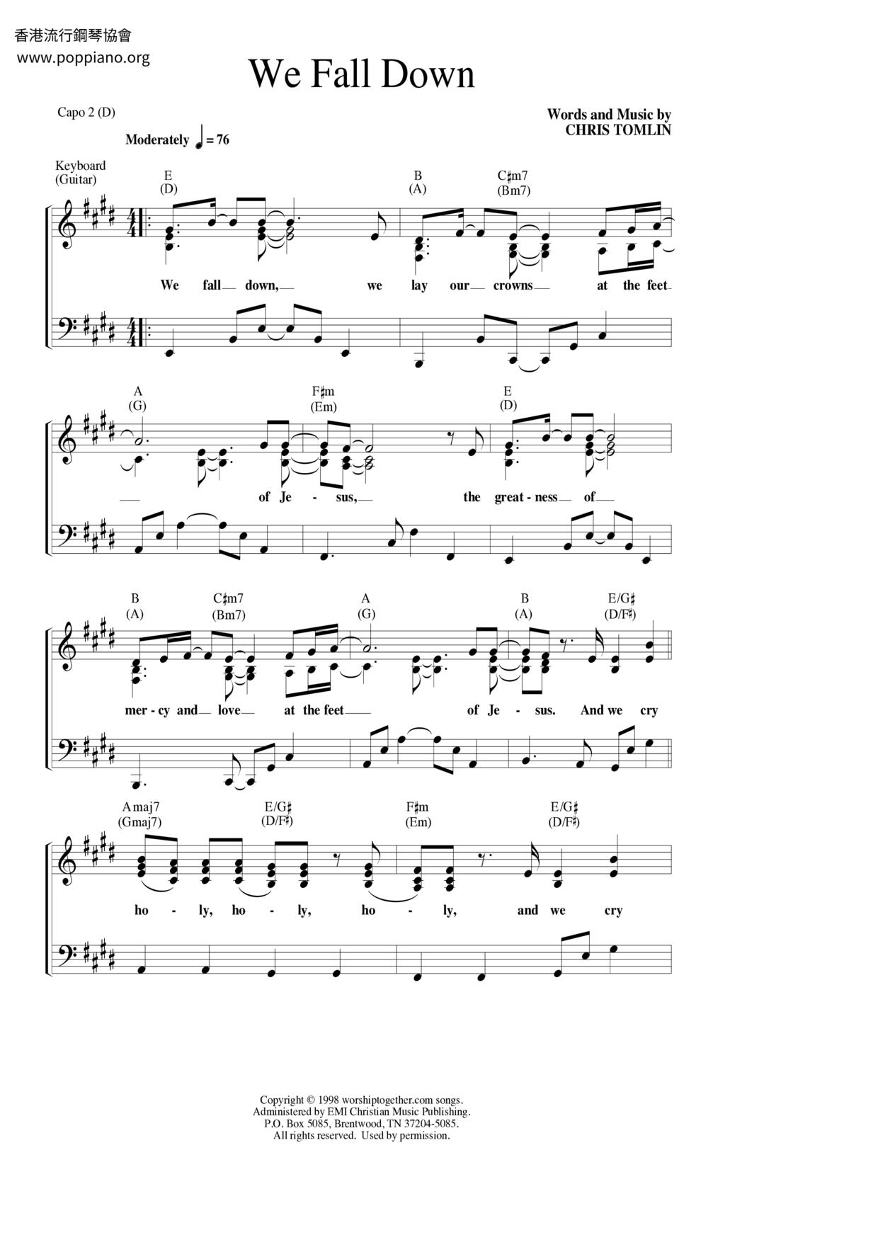 Worship-We Fall Down Sheet Music pdf, - Free Score Download ★