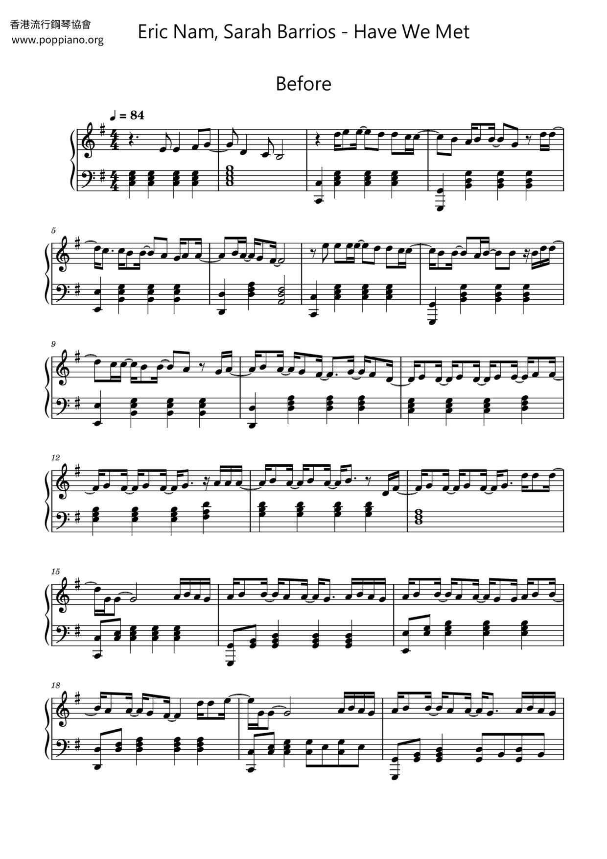 Eric Nam, Sarah Barrios-Have We Met Before Sheet Music pdf, - Free ...
