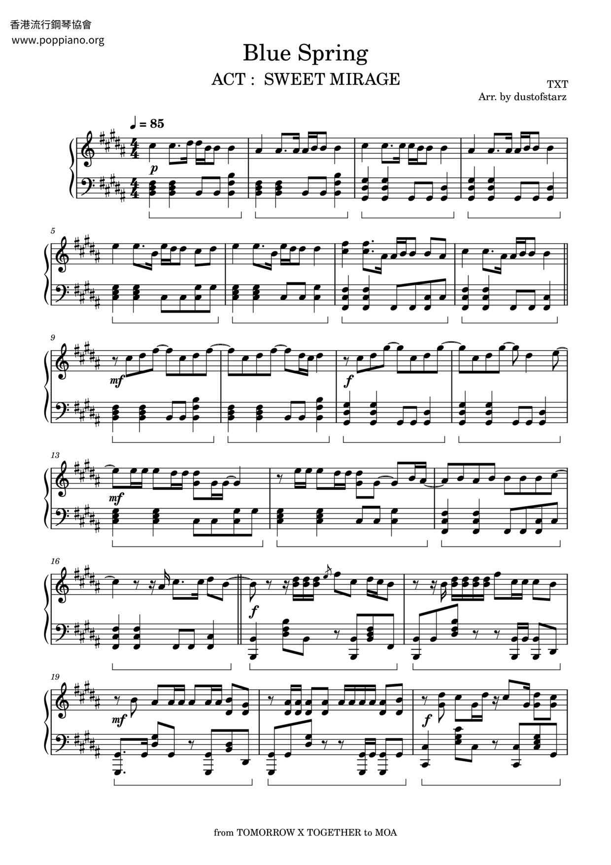 TXT-Blue Spring Sheet Music pdf, - Free Score Download ★