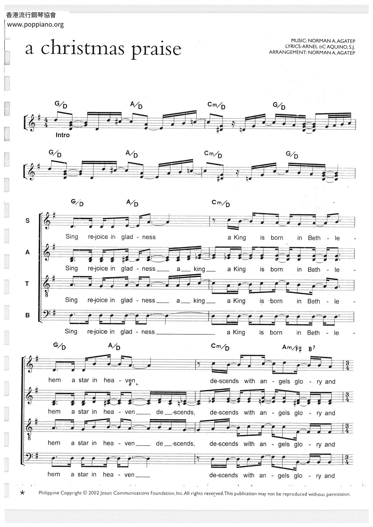 Norman Agatep-A 聖誕歌鋼琴譜 Christmas Songs Sheet Music Praise 琴谱/五线谱pdf ...