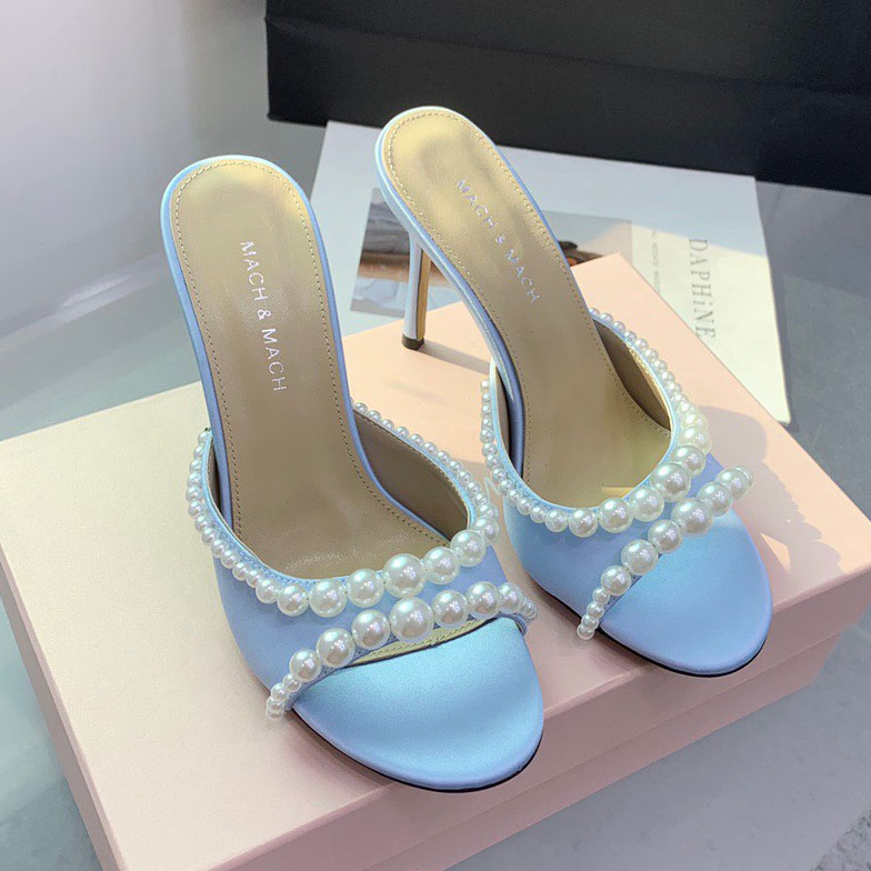 Guốc lụa Mach & Mach đính ngọc trai cao cấp - Loan Ruby Store