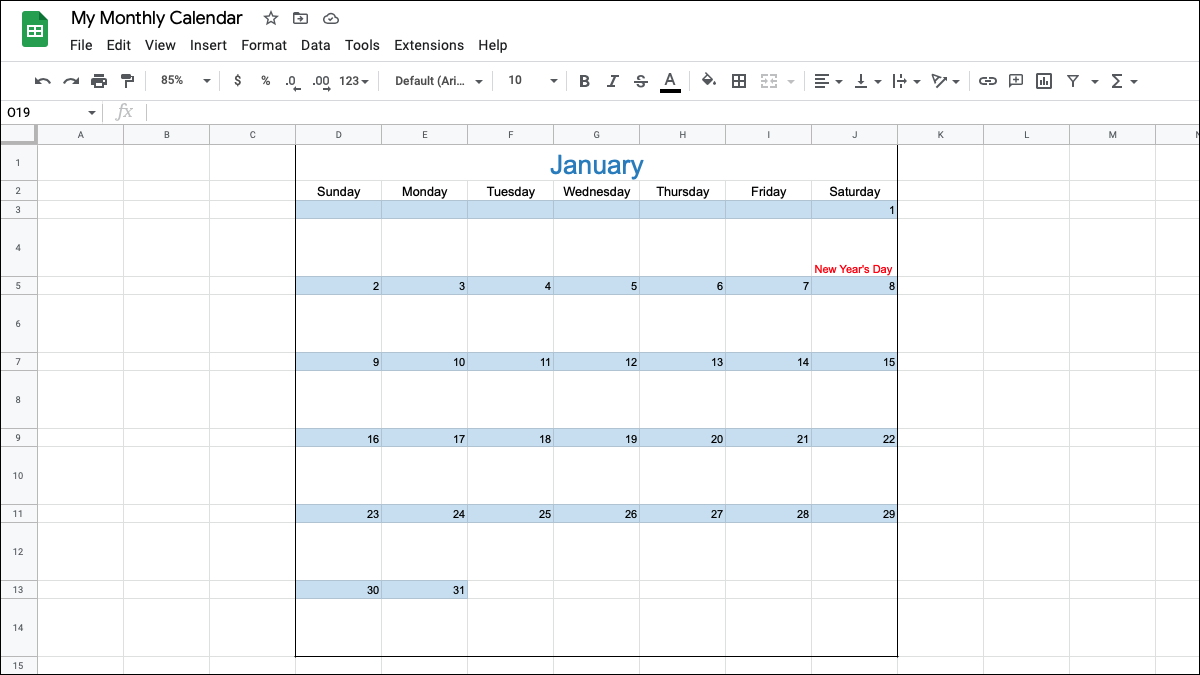 Cara Membuat Kalendar Menggunakan Google Sheet