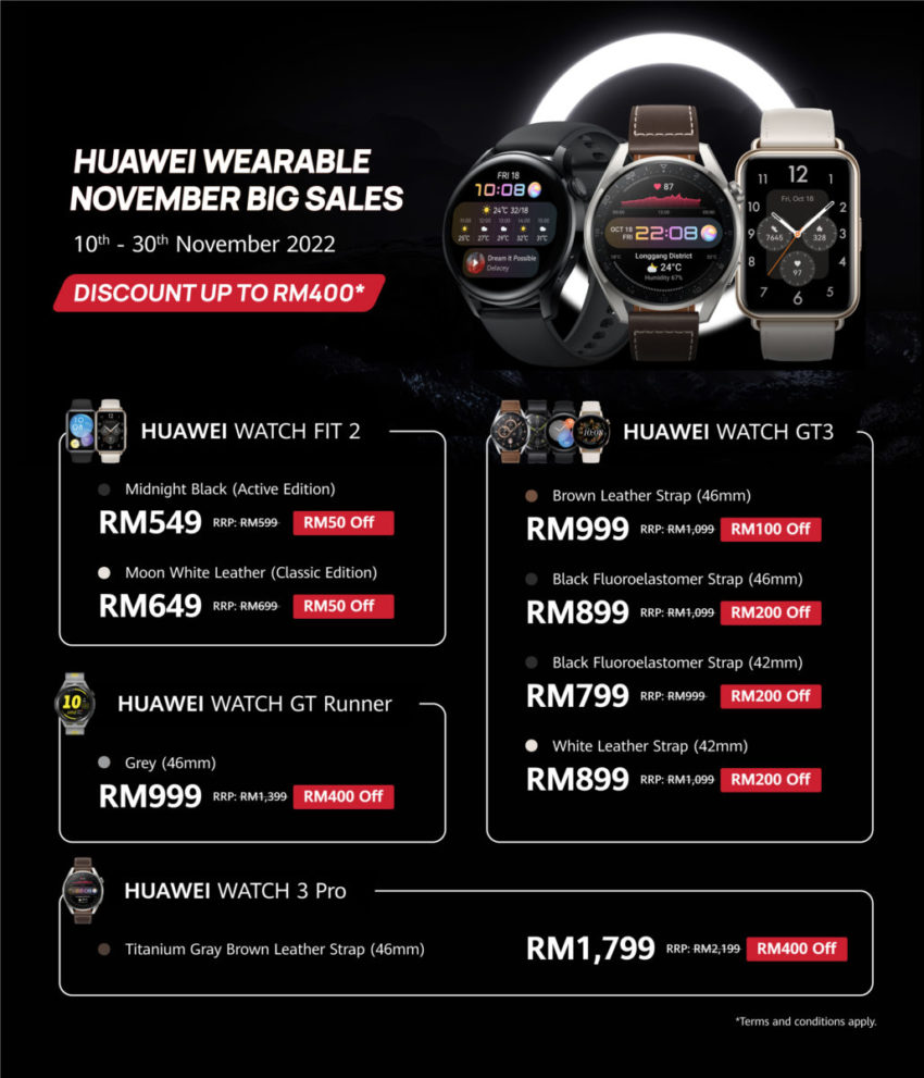 HUAWEI Tawar Diskaun Hingga RM400 Untuk Jam Tangan Terpilih