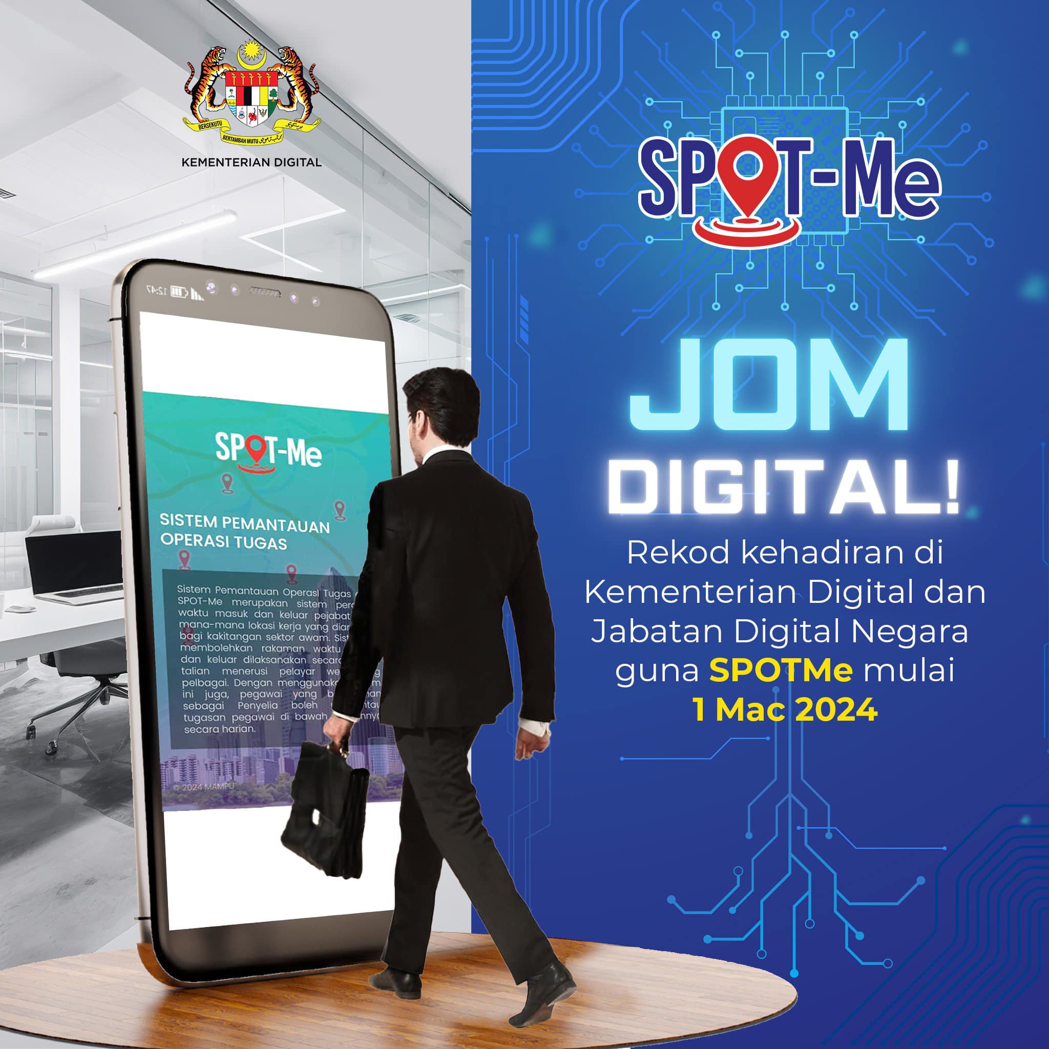Kehadiran Kakitangan Kementerian Dan Jabatan Digital Negara Kini Dipantau SPOTMe